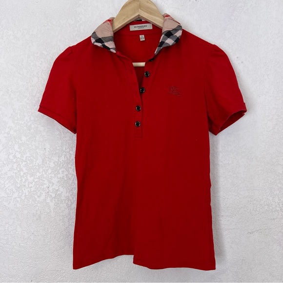 Burberry | Tops | Burberry Short Sleeve Polo Tshirt Red Size Small ...